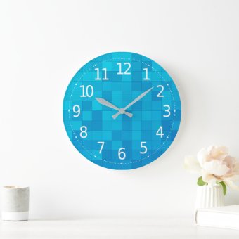 Elegant Modern Blue Squares | Wall Clock | Zazzle