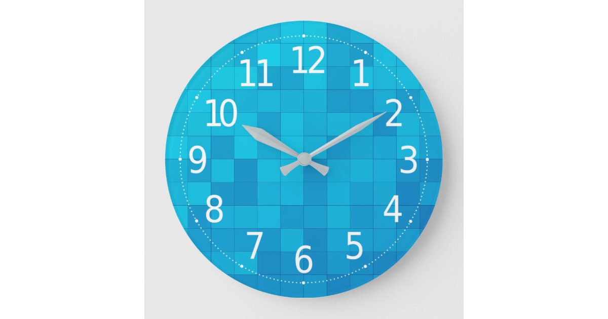 Elegant Modern Blue Squares | Wall Clock | Zazzle
