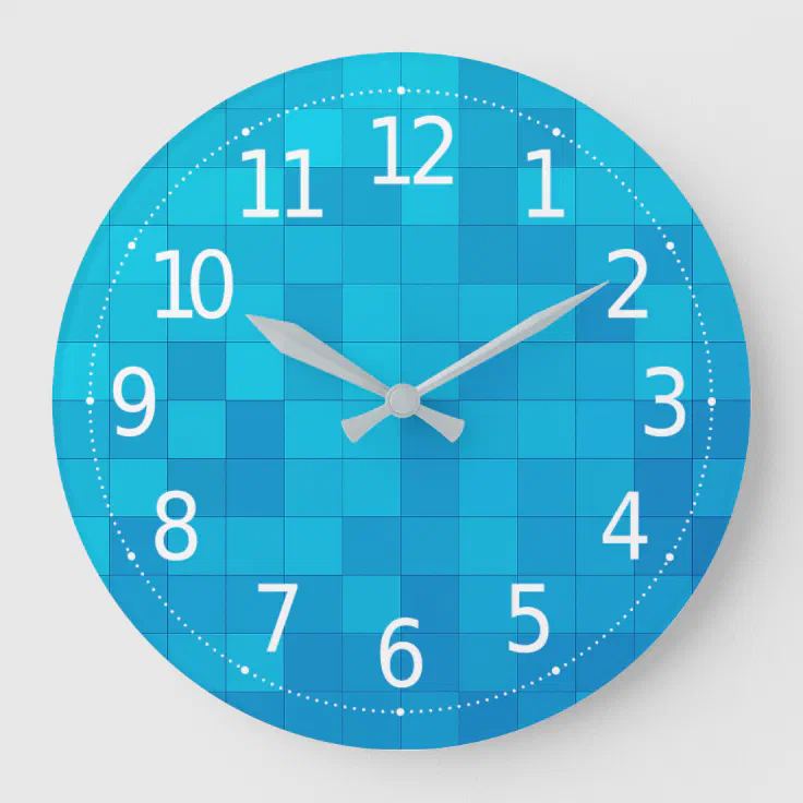 Elegant Modern Blue Squares | Wall Clock | Zazzle