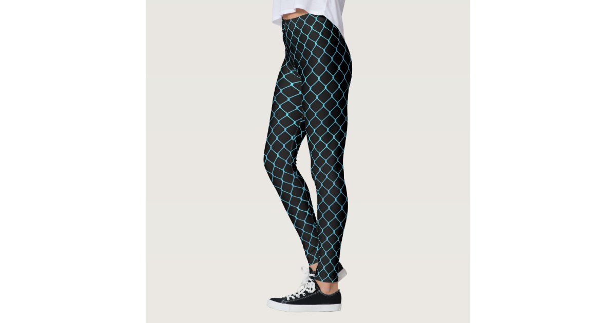 Elegant Modern Blue Teal Fence Chain Pattern | Leggings | Zazzle