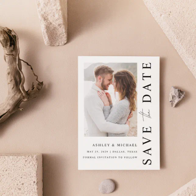 Elegant Modern Blush Photo Wedding Save The Date | Zazzle