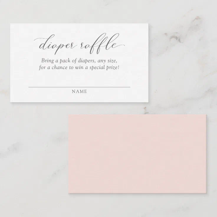 Elegant Modern Blush Pink Diaper Raffle Ticket Enclosure Card | Zazzle