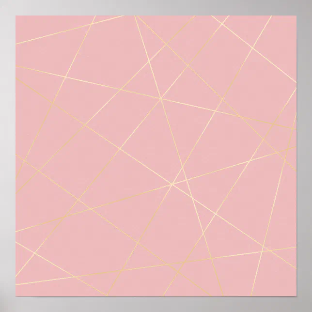 Elegant modern blush pink gold geometric pattern poster | Zazzle