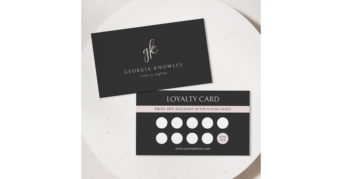 Elegant Modern Blush Pink Reward Loyalty Card | Zazzle