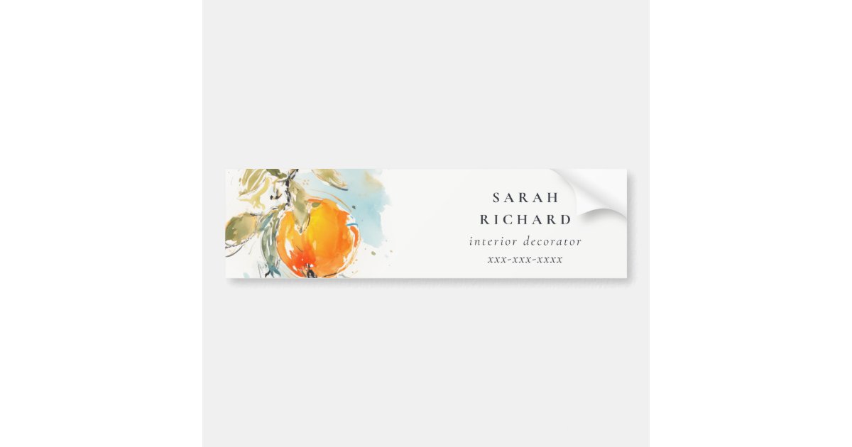 Elegant Modern Boho Abstract Sketchy Orange Garden Bumper Sticker | Zazzle
