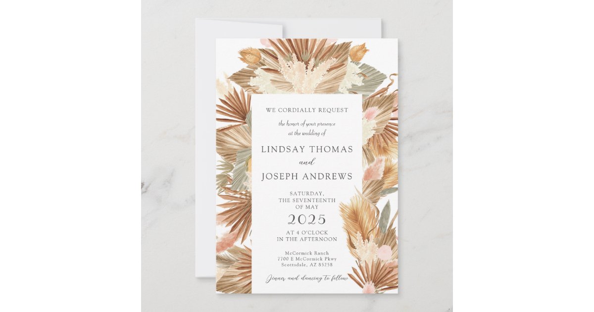 Elegant Modern Boho Floral Wedding Invitation | Zazzle