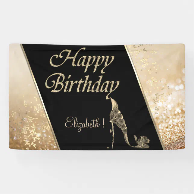 Elegant Modern Bokeh ,Luminous,Flowers High Heel Banner | Zazzle