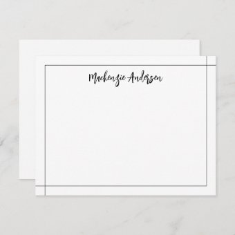 Elegant Modern Border Square Black and White Note Card | Zazzle