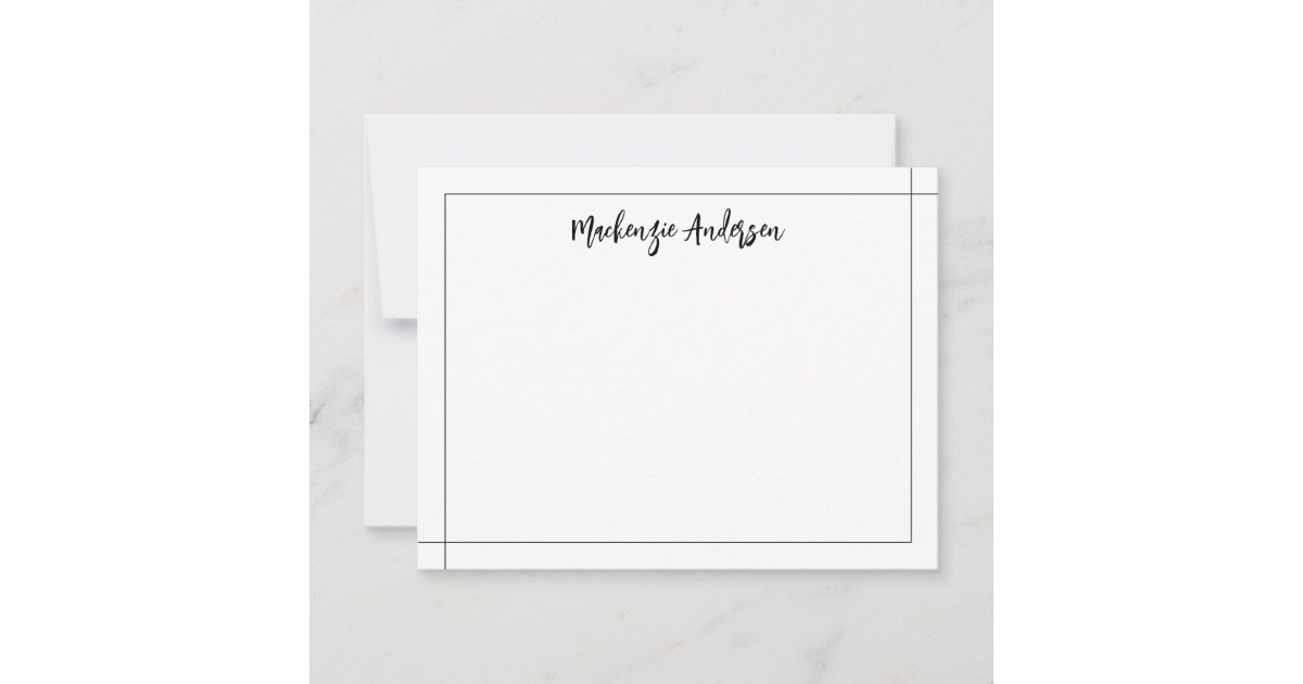 Elegant Modern Border Square Black and White Note Card | Zazzle
