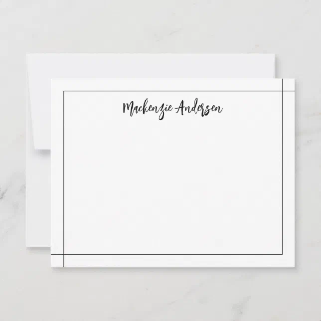 Elegant Modern Border Square Black and White Note Card | Zazzle