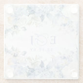 Elegant Modern Botanical Dusty Blue Floral Wedding Glass Coaster | Zazzle