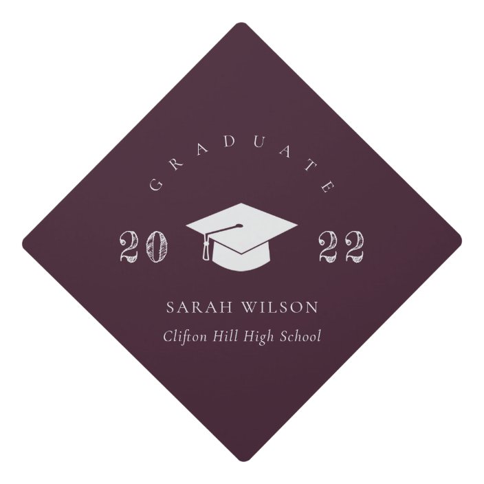 Elegant Modern Burgundy Wine Minimal Simple Graduation Cap Topper ...