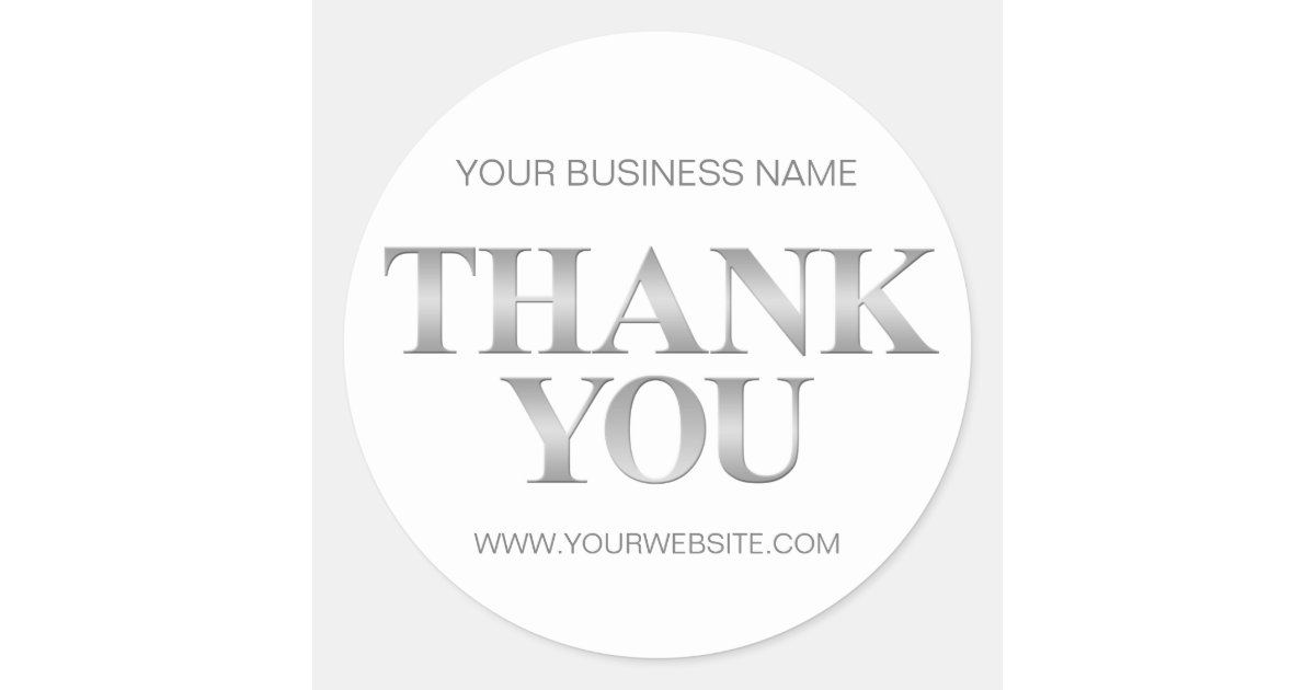 Elegant Modern Business Black Silver THANK YOU Classic Round Sticker ...