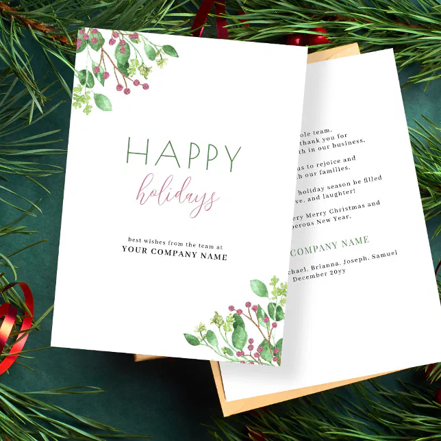 Elegant modern business corporate holiday card | Zazzle