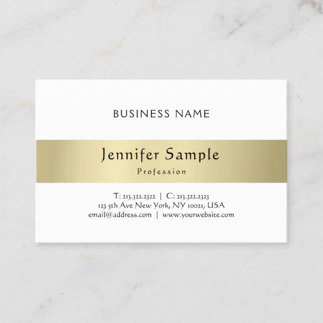 Elegant Modern Calligraphic Typed Plain Gold Look Business Card | Zazzle
