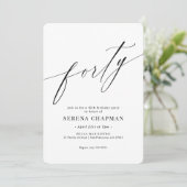Elegant Modern Calligraphy 40th Birthday Invitation | Zazzle