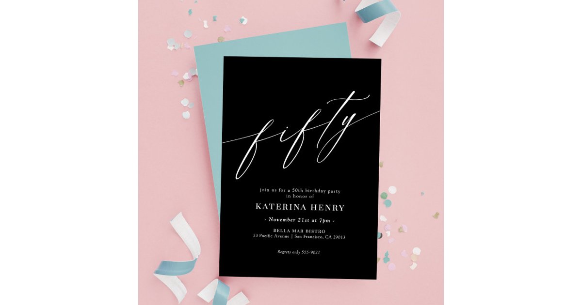 Elegant Modern Calligraphy 50th Birthday Invitation | Zazzle