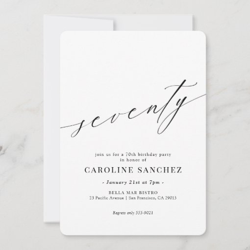 Elegant Modern Calligraphy 70th Birthday Invitation | Zazzle