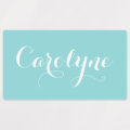 Elegant Modern Calligraphy Aqua Blue Custom Names Kids' Labels | Zazzle