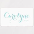 Elegant Modern Calligraphy Aqua Blue Custom Names Kids' Labels | Zazzle