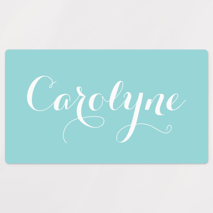 Elegant Modern Calligraphy Aqua Blue Custom Names Kids' Labels | Zazzle.com