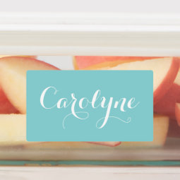 Elegant Modern Calligraphy Aqua Blue Custom Names Kids' Labels | Zazzle