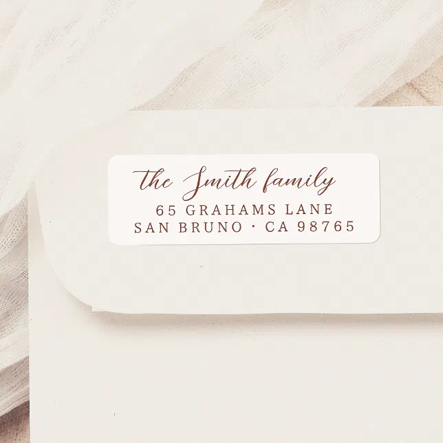Elegant Modern Calligraphy Family Name Red Label | Zazzle