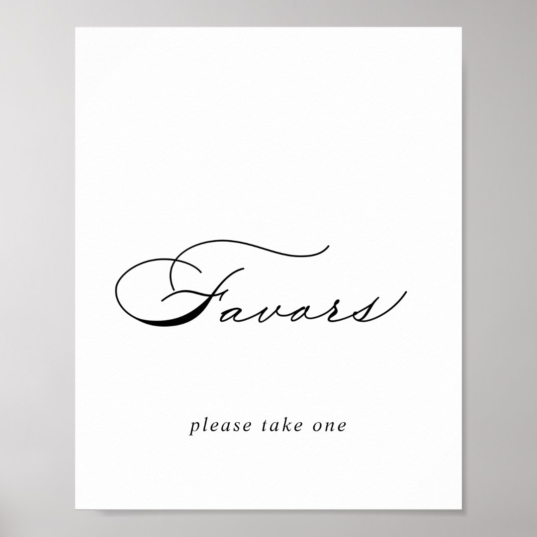 Elegant Modern Calligraphy Favors Sign | Zazzle