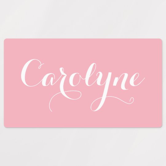 Elegant Modern Calligraphy Pink Custom Names Kids' Labels | Zazzle.com