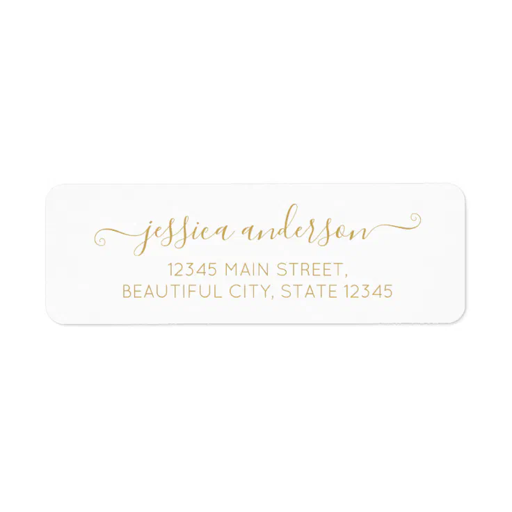 Elegant Modern Calligraphy Script Classic Gold Label | Zazzle