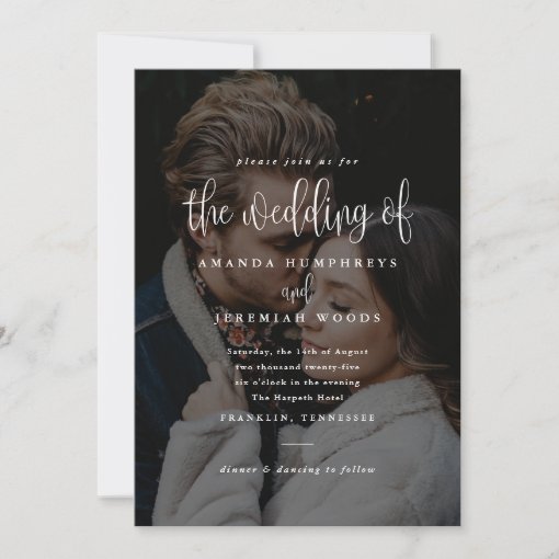 Elegant Modern Calligraphy Script Photo Wedding Invitation | Zazzle