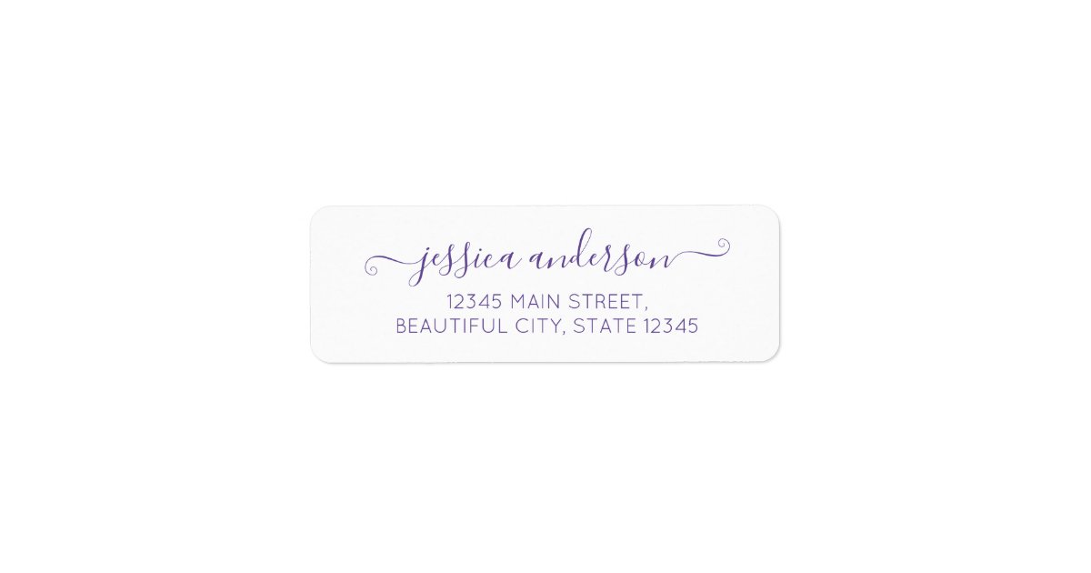 Elegant Modern Calligraphy Script Purple Violet Label | Zazzle