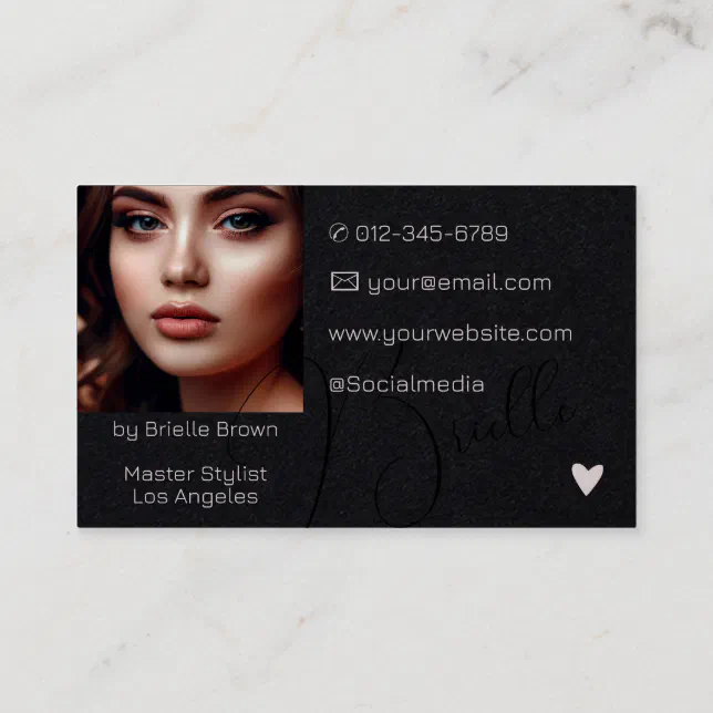 Elegant Modern Calligraphy Signature Photo Image Business Card | Zazzle