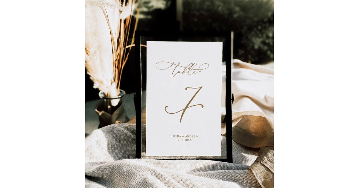 Elegant Modern Calligraphy Table 7 Wedding Table Number | Zazzle