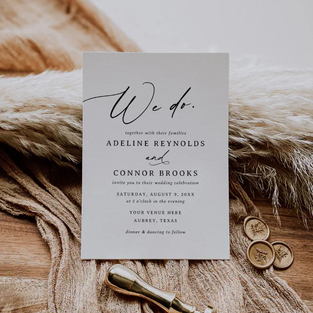 Elegant Modern Calligraphy We Do Wedding Invitation | Zazzle