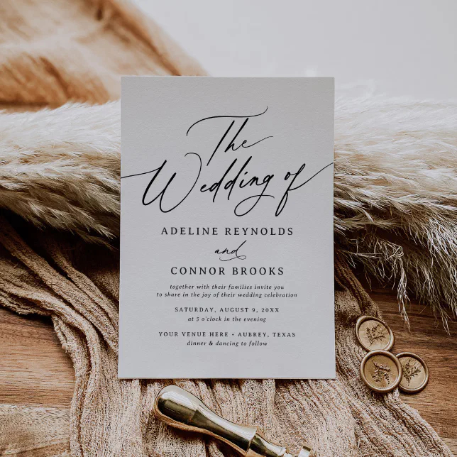 Elegant Modern Calligraphy Wedding Invitation | Zazzle
