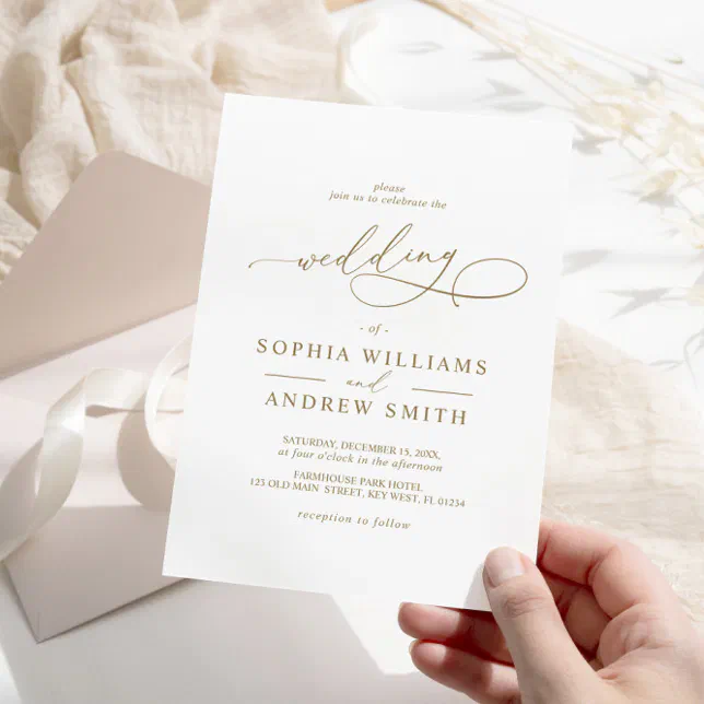 Elegant Modern Calligraphy Wedding Invitation | Zazzle