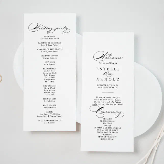Elegant Modern Calligraphy Wedding Program | Zazzle
