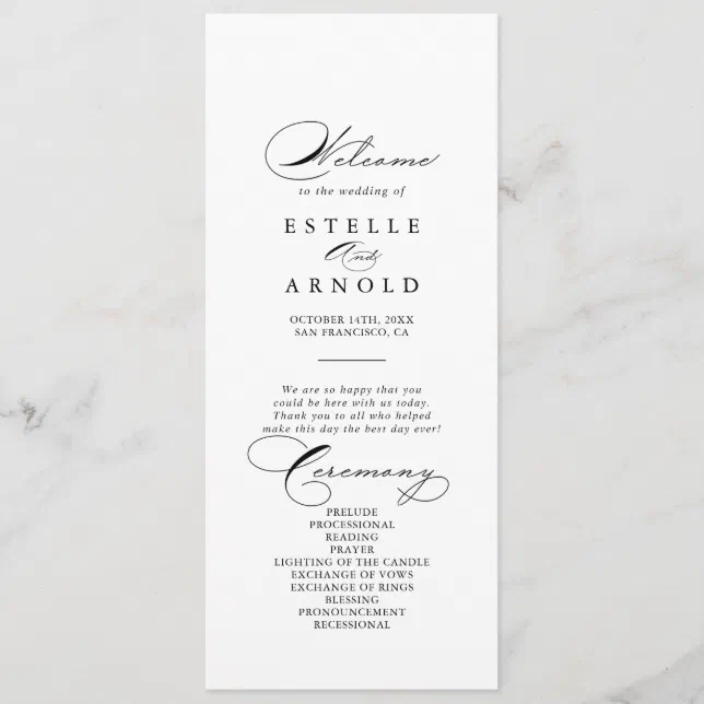 Elegant Modern Calligraphy Wedding Program | Zazzle