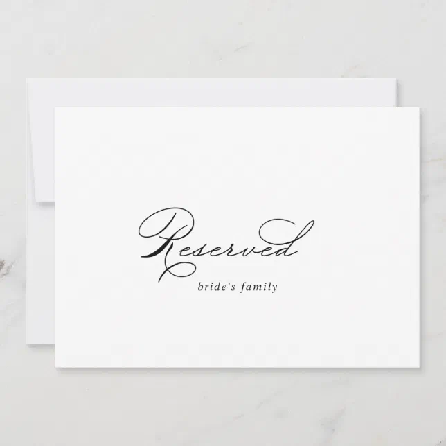 Elegant Modern Calligraphy Wedding Reserved Sign | Zazzle