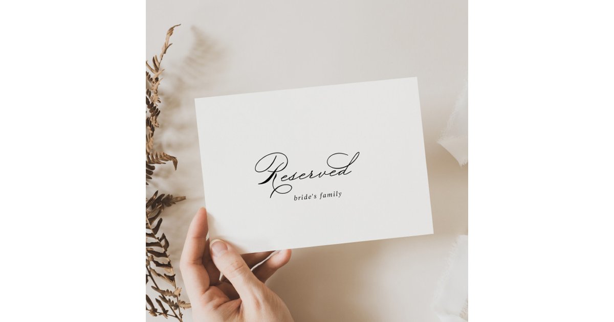 Elegant Modern Calligraphy Wedding Reserved Sign | Zazzle