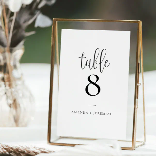 Elegant Modern Calligraphy Wedding Table Number | Zazzle