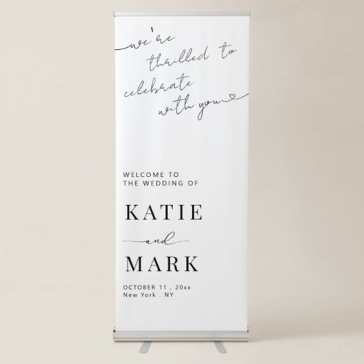 Elegant Modern Calligraphy Wedding Welcome Retractable Banner | Zazzle