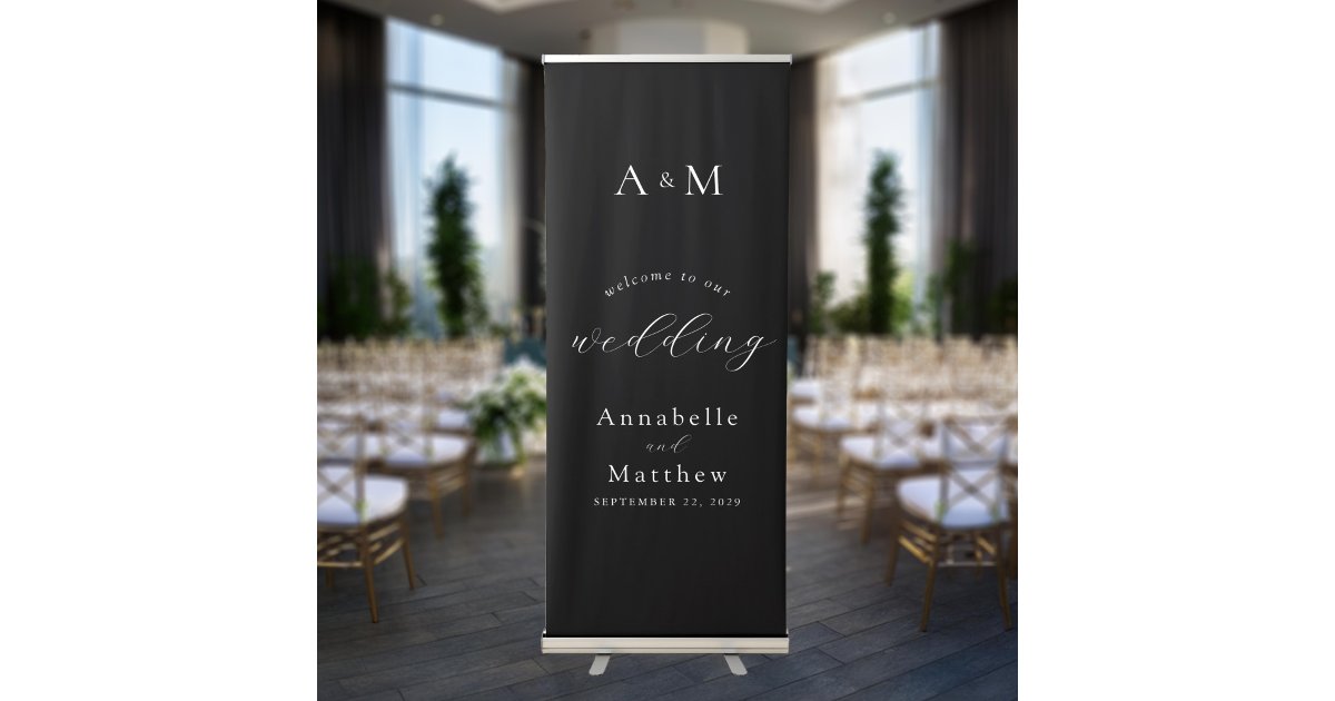Elegant Modern Calligraphy Wedding Welcome Retractable Banner | Zazzle