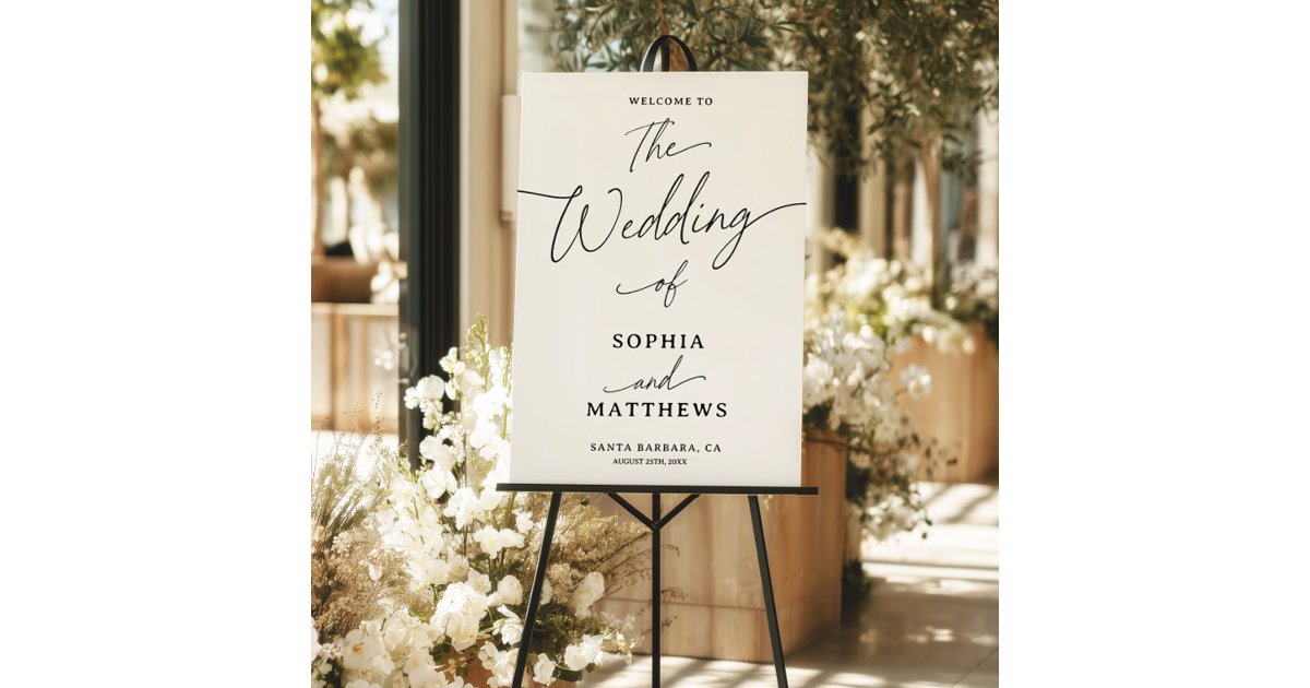 Elegant Modern Calligraphy Wedding Welcome Sign | Zazzle