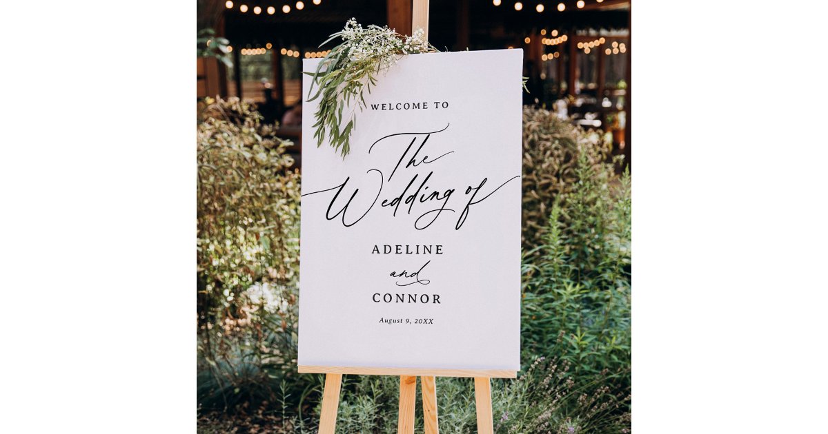 Elegant Modern Calligraphy Wedding Welcome Sign | Zazzle