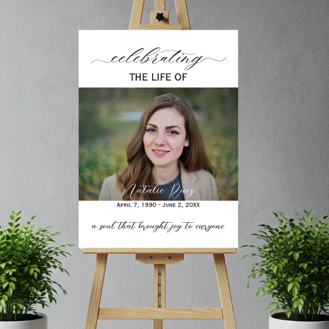 Elegant Modern Celebrating the Life Photo Sign | Zazzle