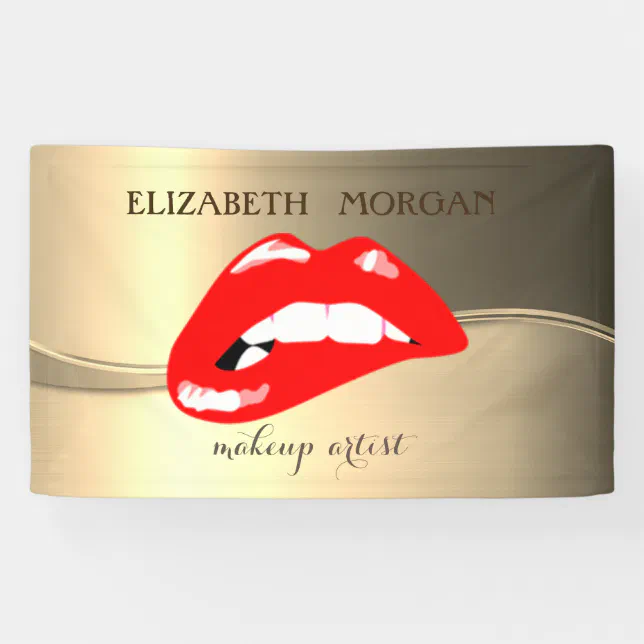 Elegant Modern Chic Glamorous ,Luminous, Red Lips Banner | Zazzle