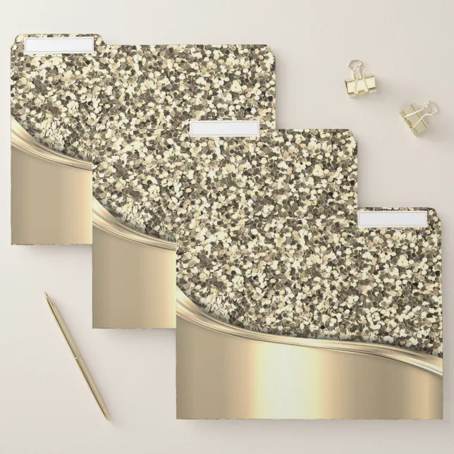 Elegant Modern Chic Gold Glitter File Folder | Zazzle
