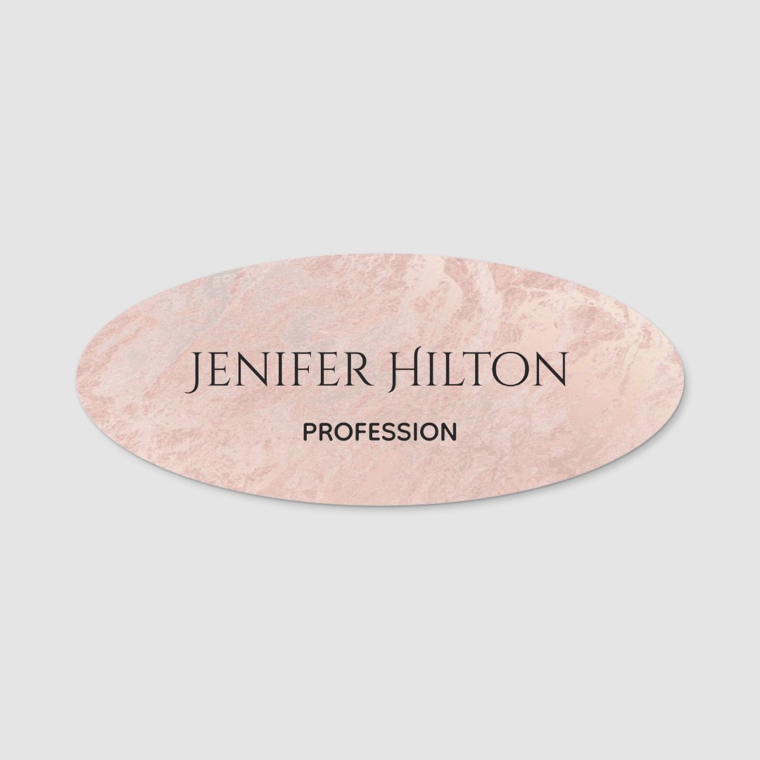 Elegant modern chic rose gold marble name tag | Zazzle